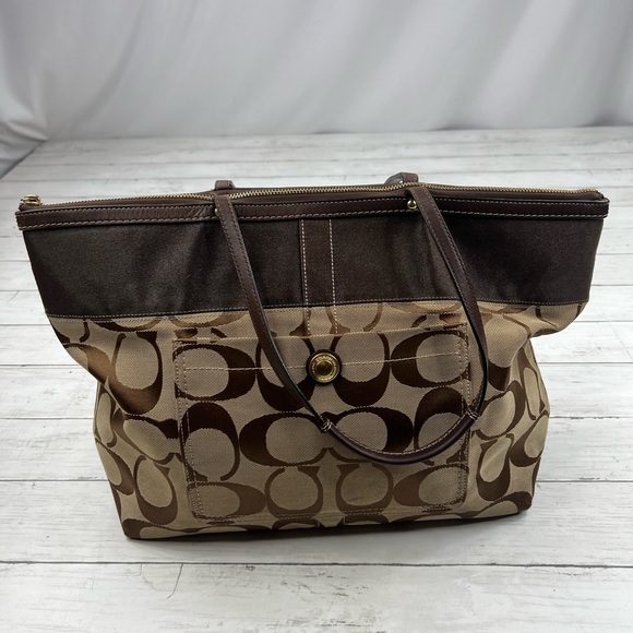 Coach | Bags | Coach Monogram Signature C Large Brown Tote 1692 | Poshmark